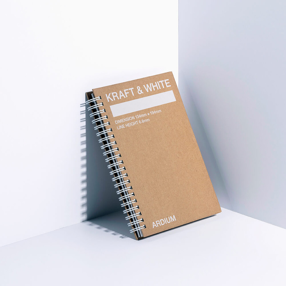 Kraft-White Wirebound Lined Notebook: Write Flat, Creativity