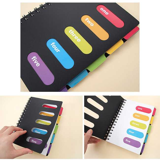 2young Small wirebound lined notebook with color index tab ver.2