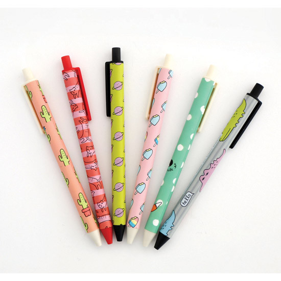 Iconic unique six Color 0.4mm twin ballpoint pen set of 3