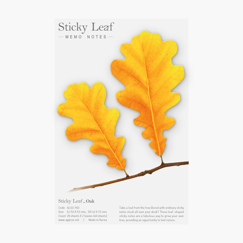 Appree Oak leaf yellow sticky memo notes Large - fallindesign