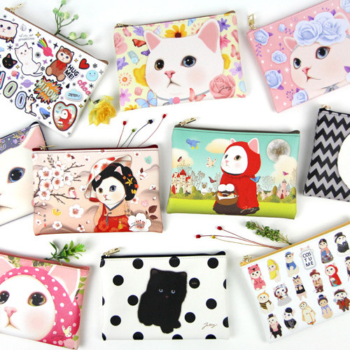 Jetoy Choo Choo cat vanilla choco zipper pouch - fallindesign