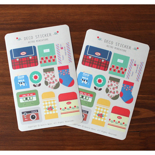 Gentle Wave Retro Miniature deco paper sticker - fallindesign.com