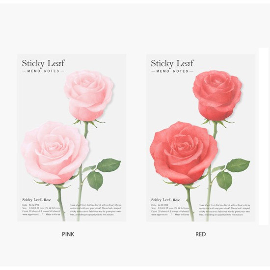 Appree Pink rose sticky memo notes - fallindesign