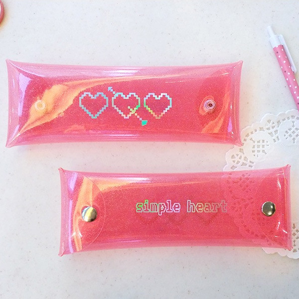 N.IVY Simple heart glitter folding pencil case - Fallindesign