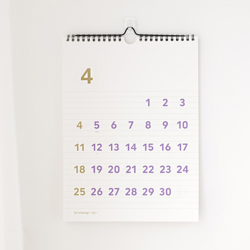 Byfulldesign 2021 Large simple wall calendar - Fallindesign