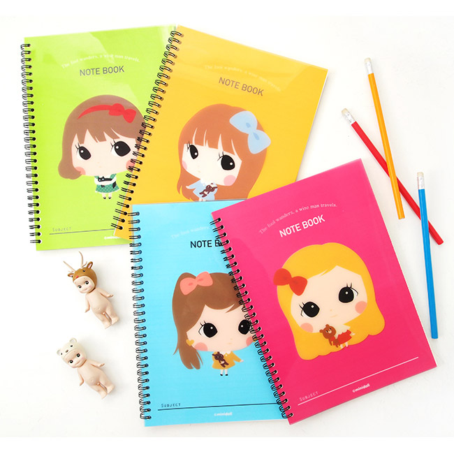 2Young Wirebound cute girl lined notebook - fallindesign