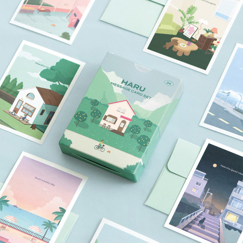 24 Premium Message Cards & Box | Iconic Haru Card Set