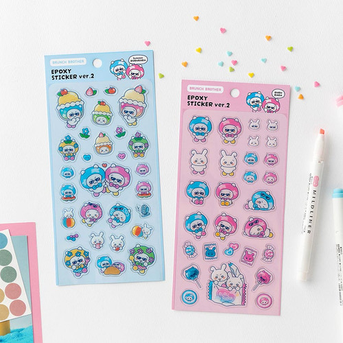 Ruru & Rara Candy Twins Epoxy Stickers: Adorable Decals