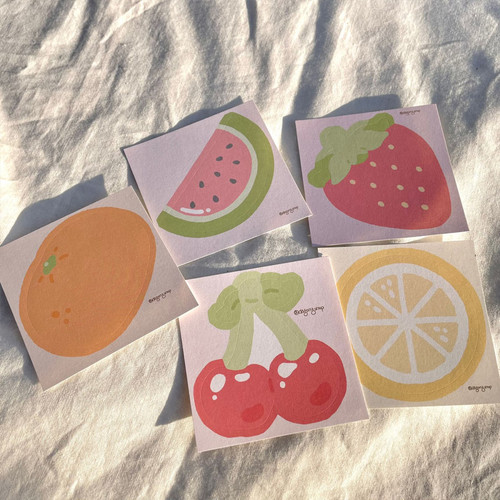 Dagong Fruit Die-Cut Memo Pad Set | 5 Cute Designs 15pc