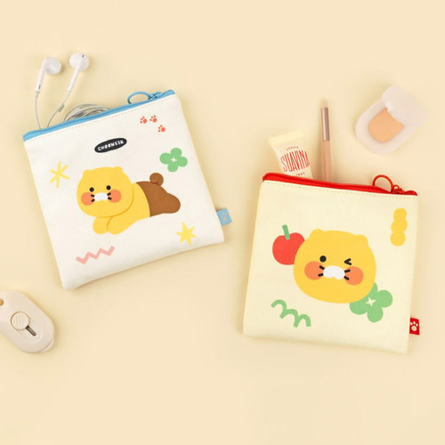 Kakao Choonsik Square Flat Pouch | 2-Sided Design Multi-Use