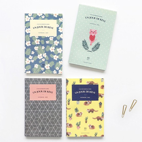 Iconic Pocket thread stitching small grid notebook - fallindesign