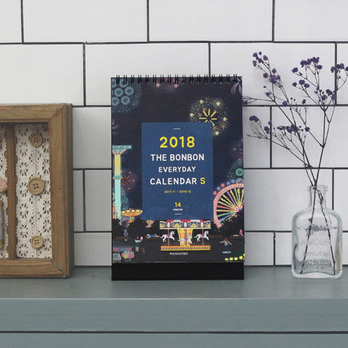 Wanna this 2018 Bon Bon spiral bound small desk calendar