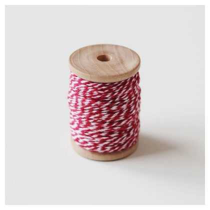 Dailylike Twine cotton string - Red with white stripe 25yd