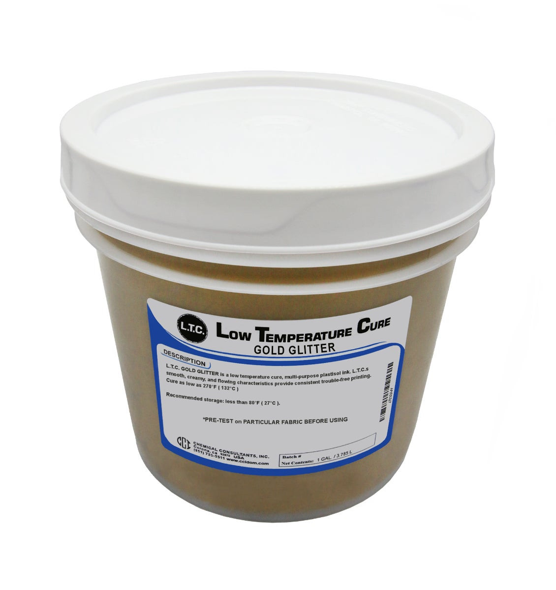 L.T.C. Gold Glitter Plastisol Ink Low Temperature Cure Screen Printing