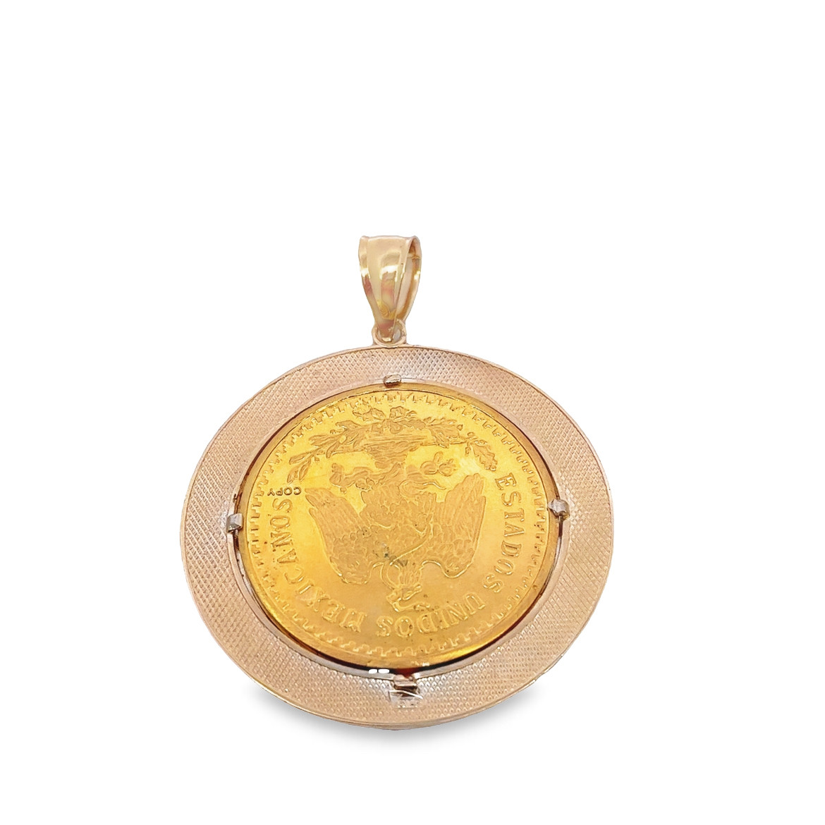 14K Yellow Gold Centenario 50 pesos coin with bezel pendant - Manhattan ...