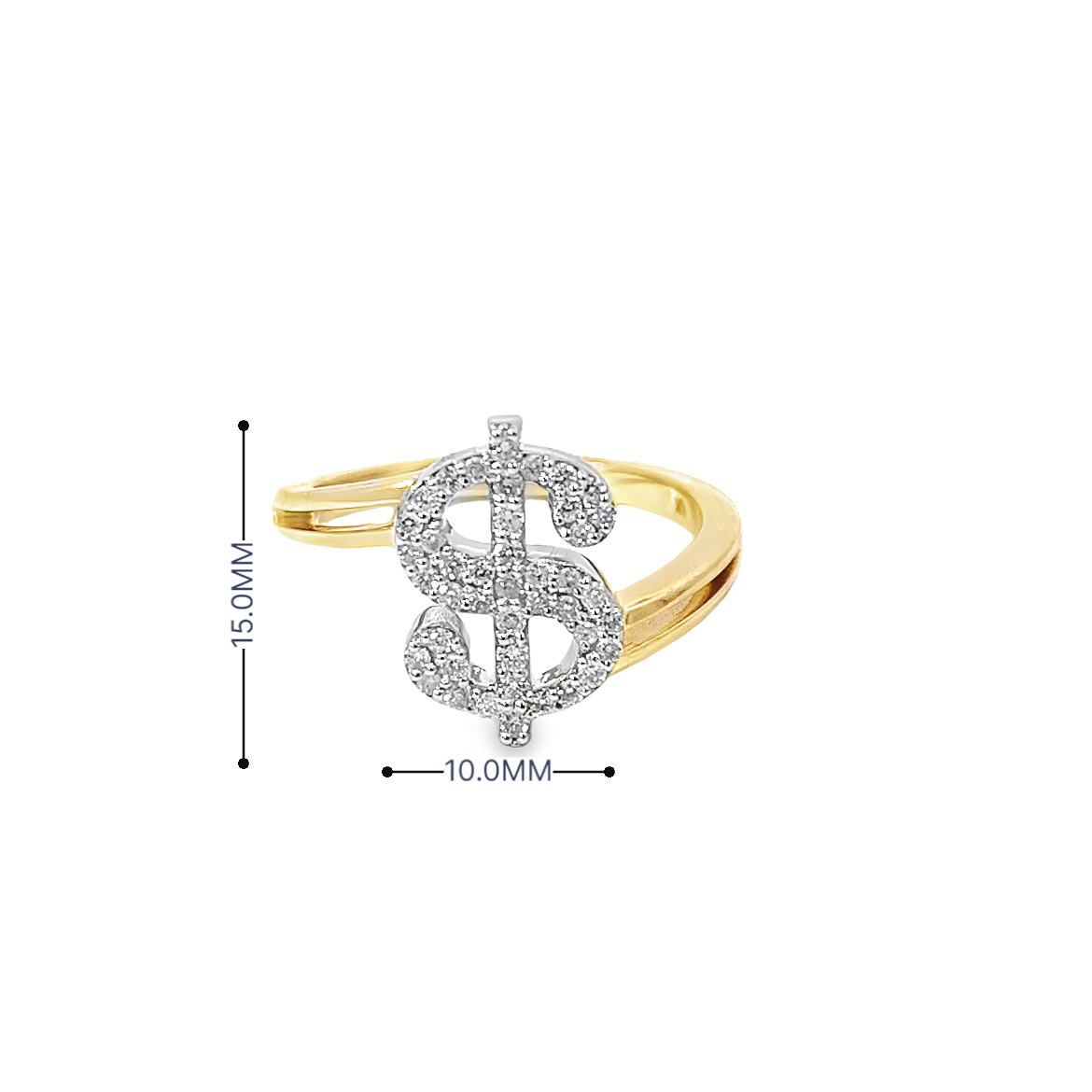 10k Yellow and White Gold With Diamond Money Symbol Ring 0.35ctw ...