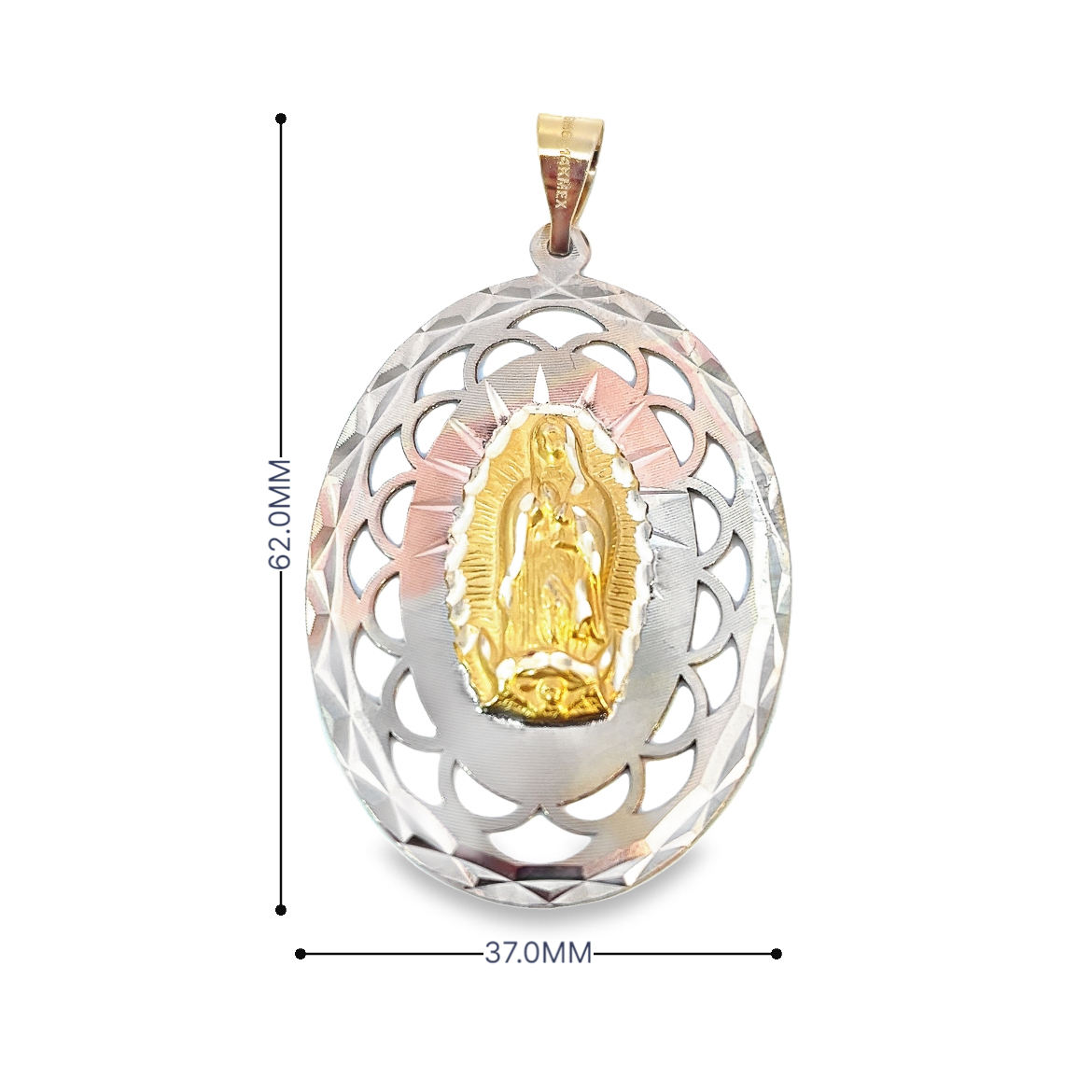 14K Rose and Yellow Gold Virgin Mary Pendant - Manhattan Jewelers