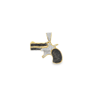 10K Yellow Gold Revolver Piston Gun Diamond Pendant - Manhattan Jewelers