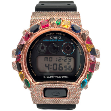G-Shock Iced Out Natural Diamond Watch With Multicolor Stone Bezel ...