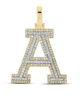10K Yellow Gold Real Diamond Custom Letter Pendant 1.2" - Manhattan ...