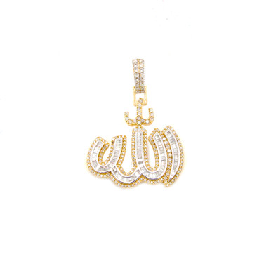 10K Yellow Gold Allah Pendant with 1.75ct Baguette Diamonds - Manhattan ...