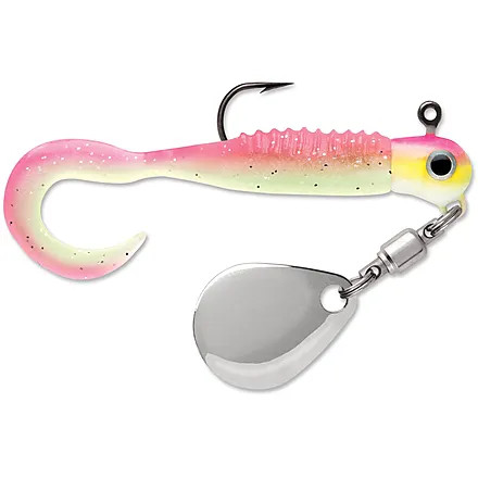 VMC Curl Tail Spin Jig 1/16 Pink Chart Glow
