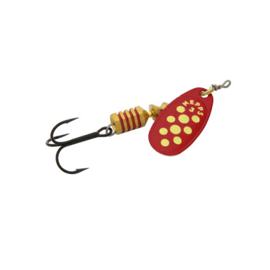 Mepps Comet In-Line Spinner #1 1/8oz Plain Red Chartreuse Dot