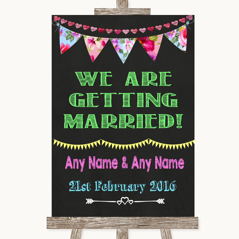 Bright Bunting Chalk Welcome Order Of The Day Personalised Wedding Sign ...