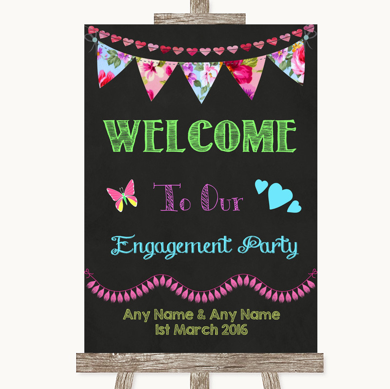 Bright Bunting Chalk Welcome Order Of The Day Personalised Wedding Sign ...