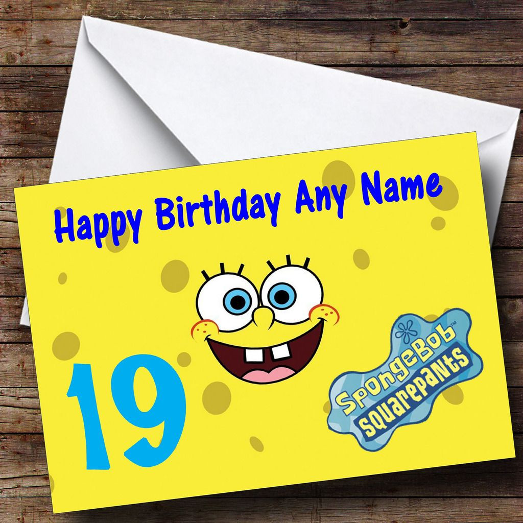SpongeBob Squarepants Rainbow Personalised Children's Birthday Card ...