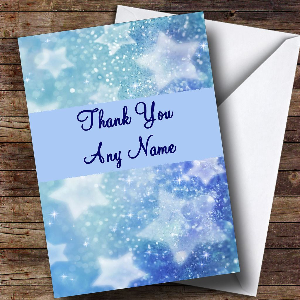 Blue Crystal Chandelier Personalised Party Thank You Cards - The Card Zoo
