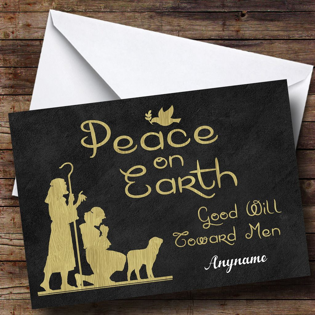 Black and Gold Peace Dove Personalised Christmas Card - The Card Zoo