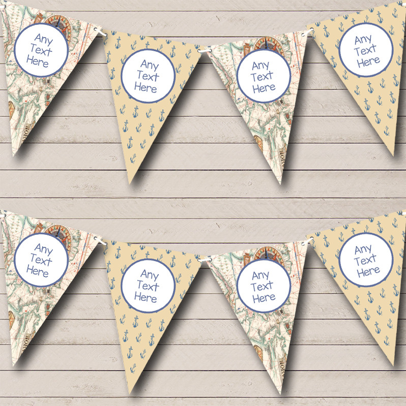 Nautical Sailing Sea Map Vintage Anchor Personalised Birthday Party ...