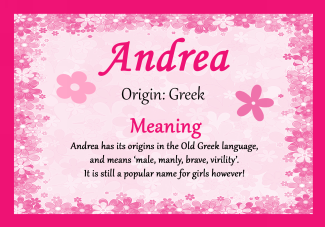 Andrea Personalised Name Meaning Certificate - The Card Zoo
