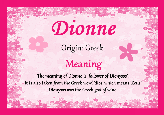 Dionne Name Meaning Floral Certificate - The Card Zoo