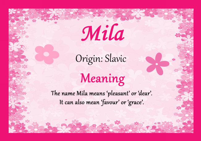 Mila Personalised Name Meaning Certificate - The Card Zoo