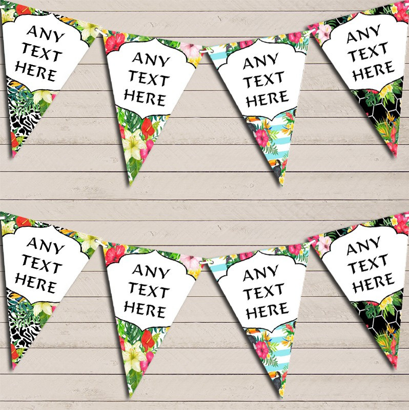 Tropical Hawaiian Beach Luau Pineapple Flamingo Hen Do Party Bunting ...