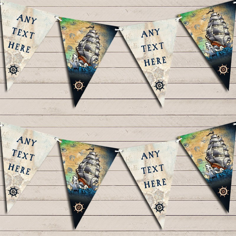 Vintage Nautical Map Sea Ship Titanic Personalised Party Bunting - The ...