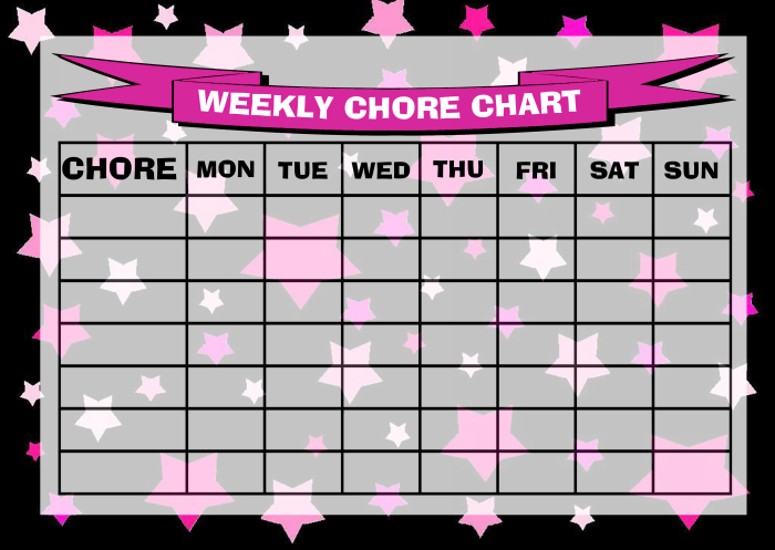 Weekly Chore Rota Task Reward Chart Pink And Grey - The Card Zoo
