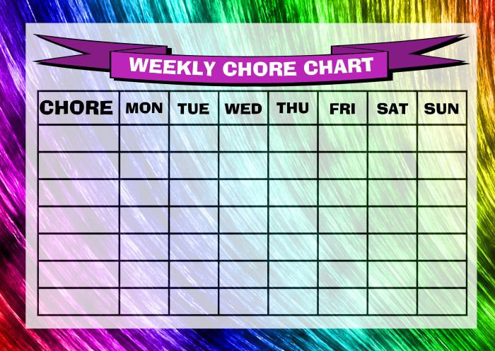 Weekly Chore Rota Task Reward Chart Rainbow Paint - The Card Zoo
