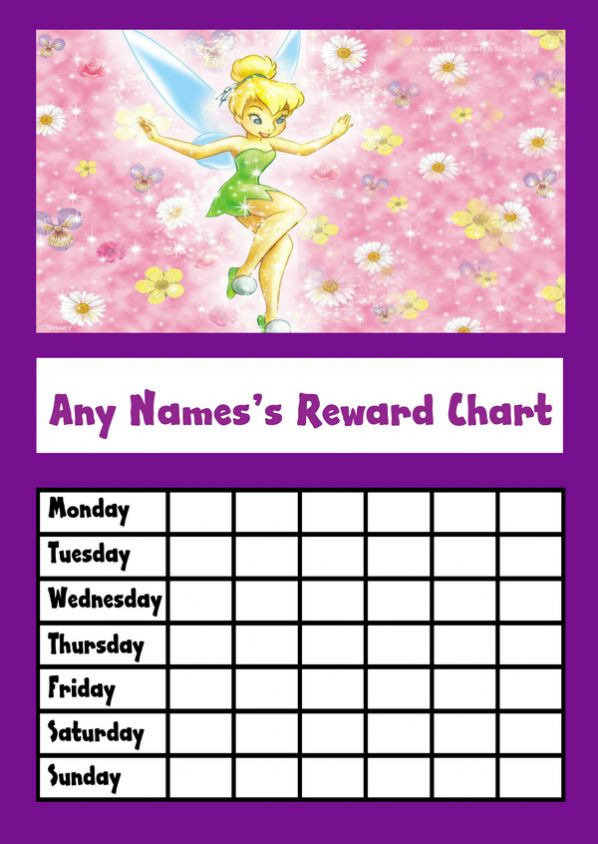 Purple Tinker Bell Star Sticker Reward Chart - The Card Zoo
