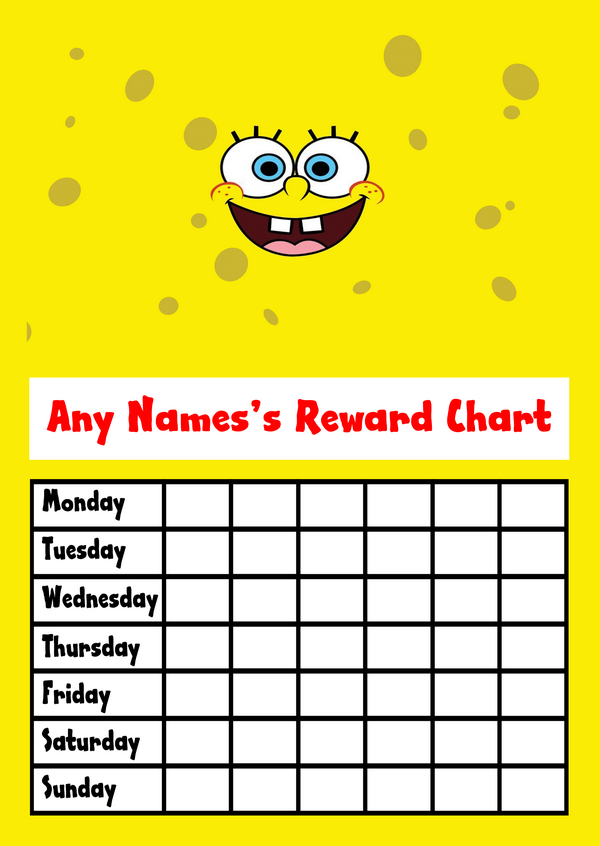 Spongebob Star Sticker Reward Chart - The Card Zoo