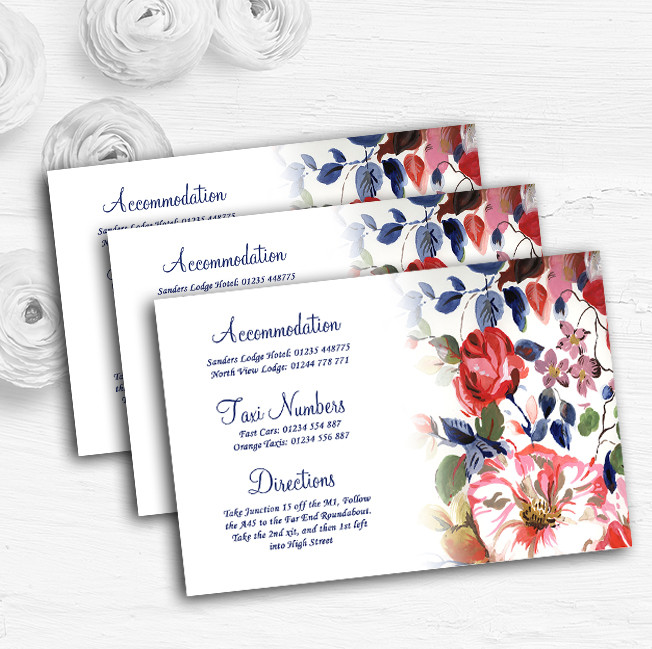 Pretty Sky Blue Flower Personalised Wedding Guest Information Cards ...