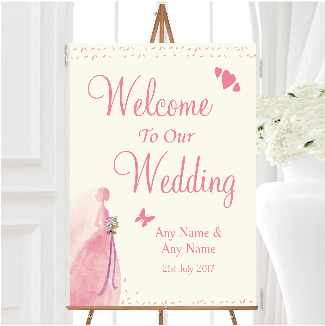 Pink Bride Personalised Any Wording Welcome To Our Wedding Sign - The ...