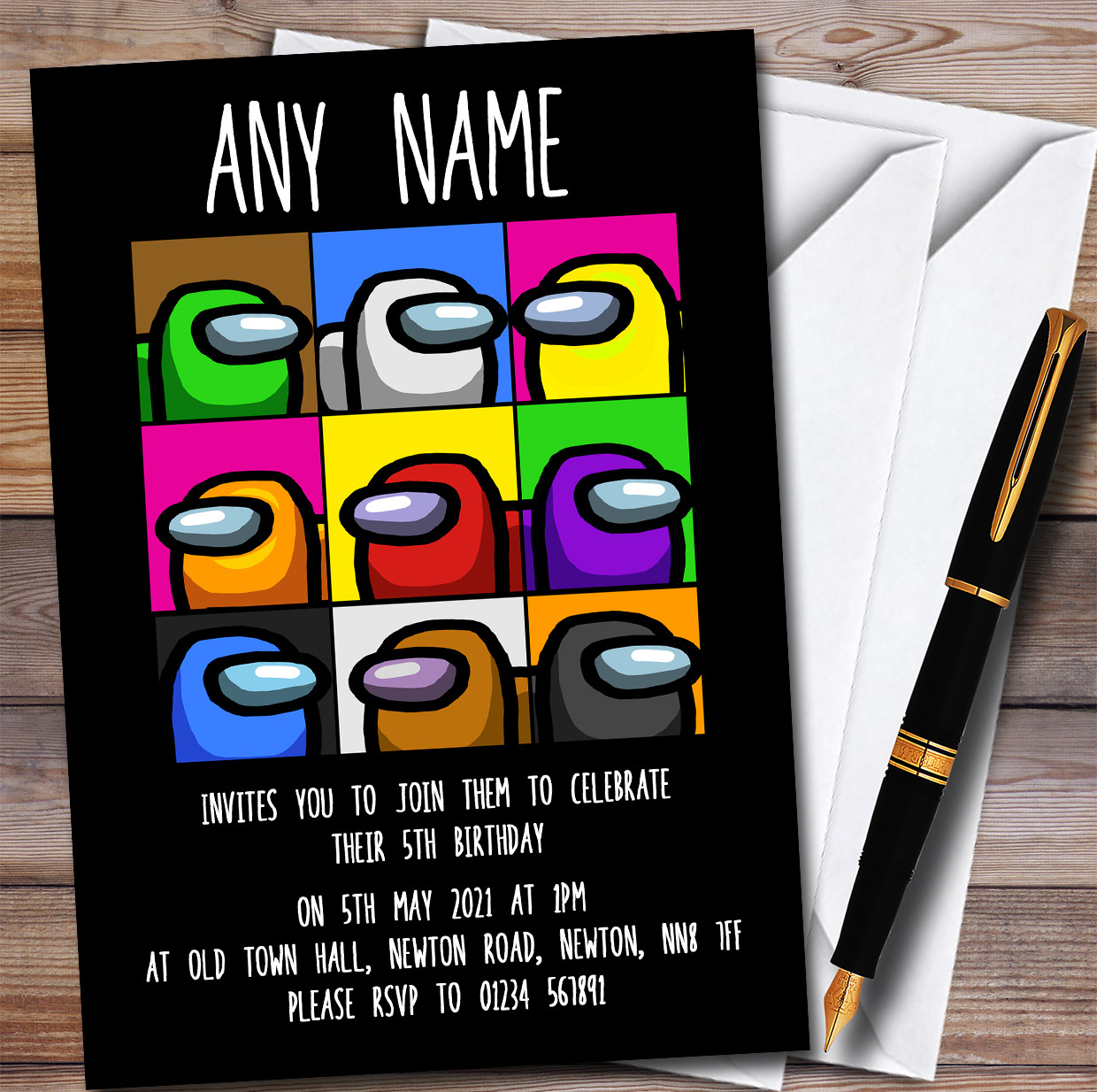 Among Us Character Pile Impostor Children's Birthday Party Invitations ...