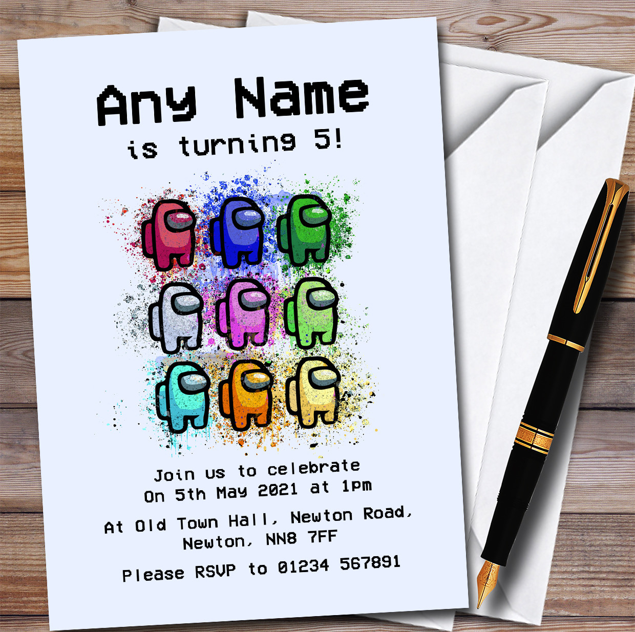 Among Us Character Pile Impostor Children's Birthday Party Invitations ...
