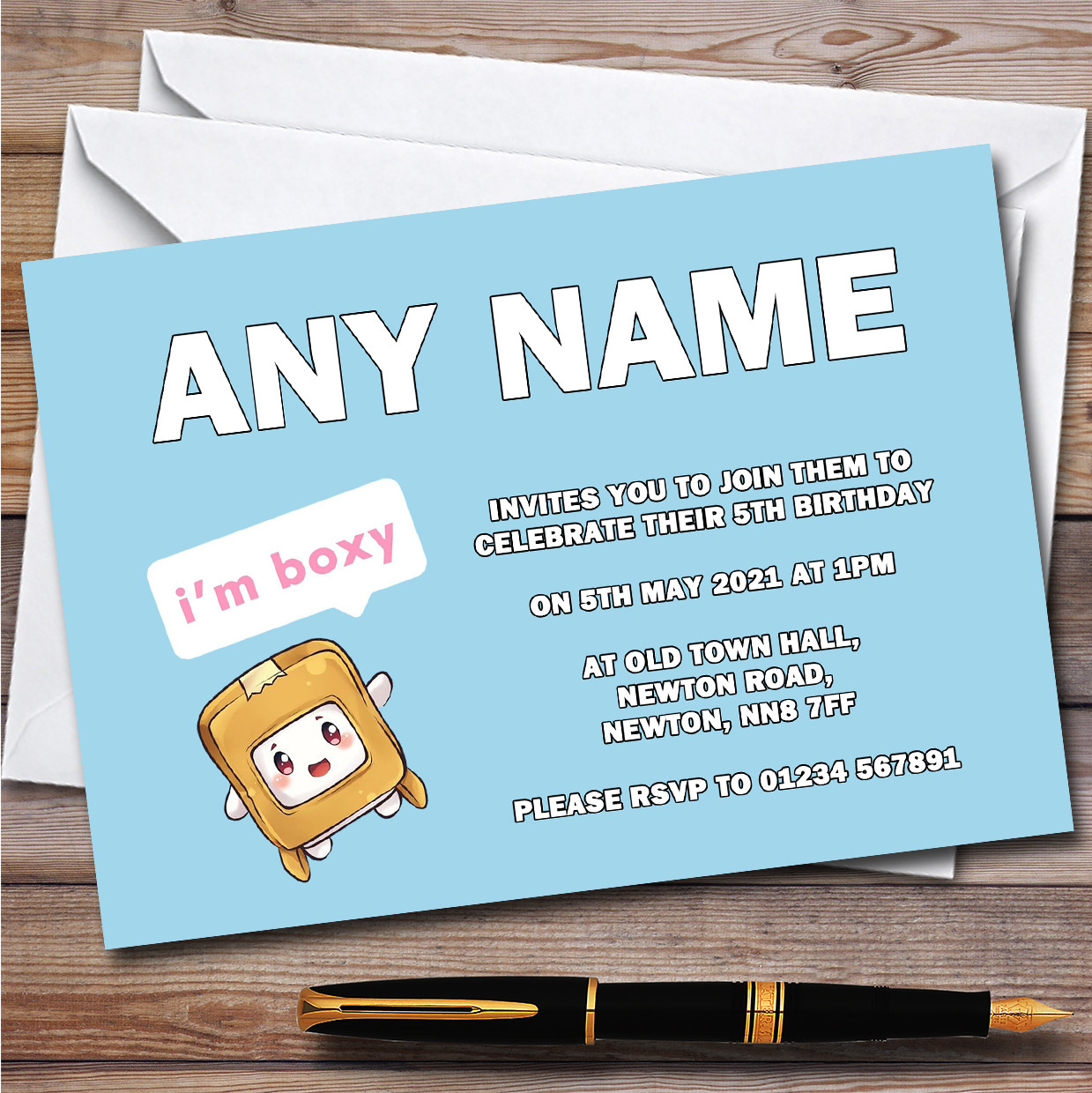 Lankybox Justin Adam Boxy & Foxy Children's Birthday Party Invitations ...