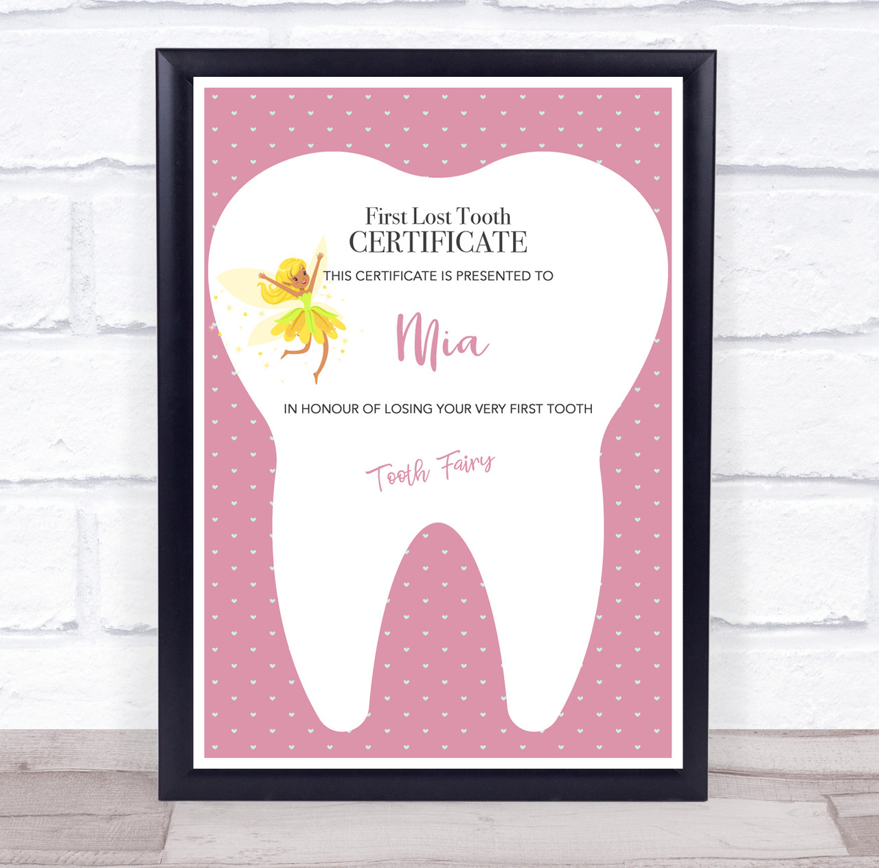 Tooth Fairy First Tooth Decorative Blue Pink Personalised Certificate ...