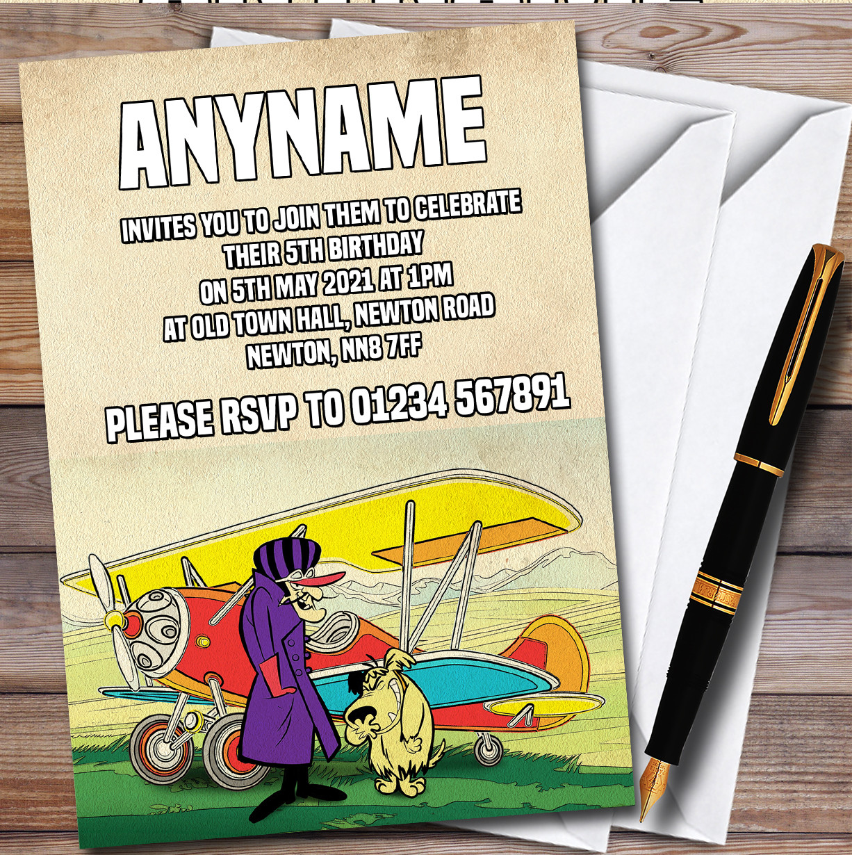 Dastardly And Muttley Vibrant Plane Personalised Birthday Card - The ...