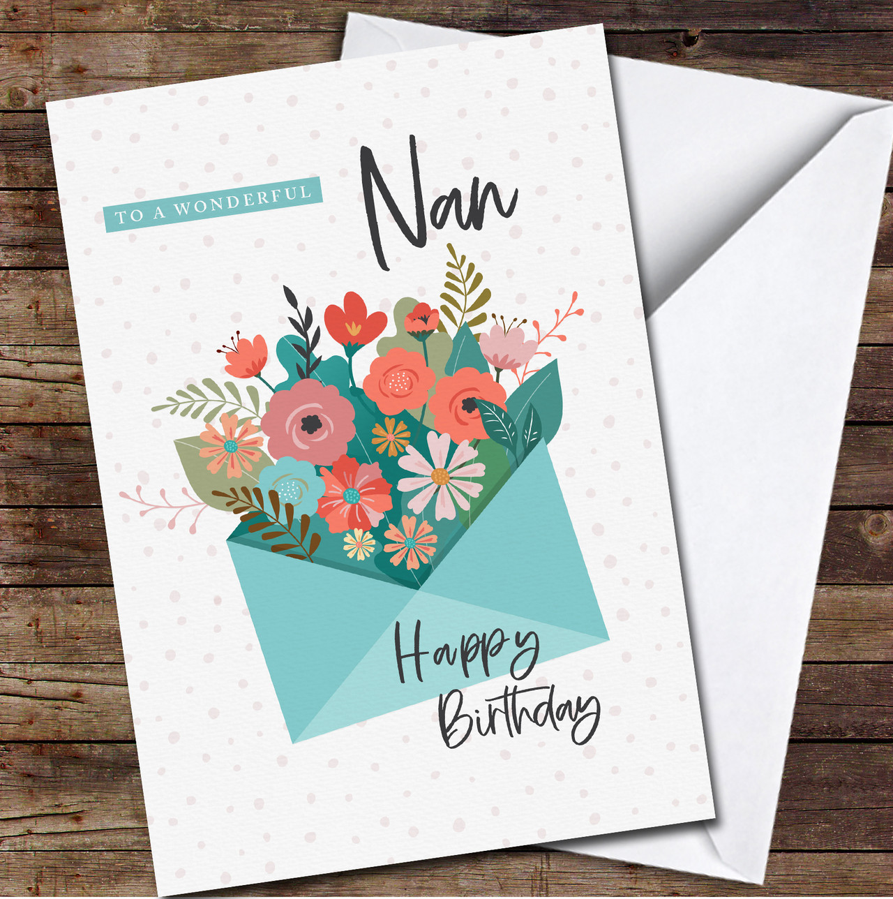 Nan Happy Holding Flowers Painted Purple Cute Personalised Birthday ...